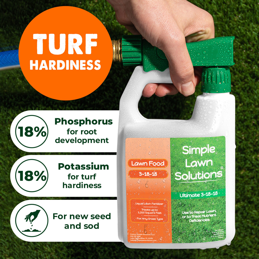 3-18-18 Liquid Lawn Food Fertilizer (32 Ounces) | Simple Lawn Solutions