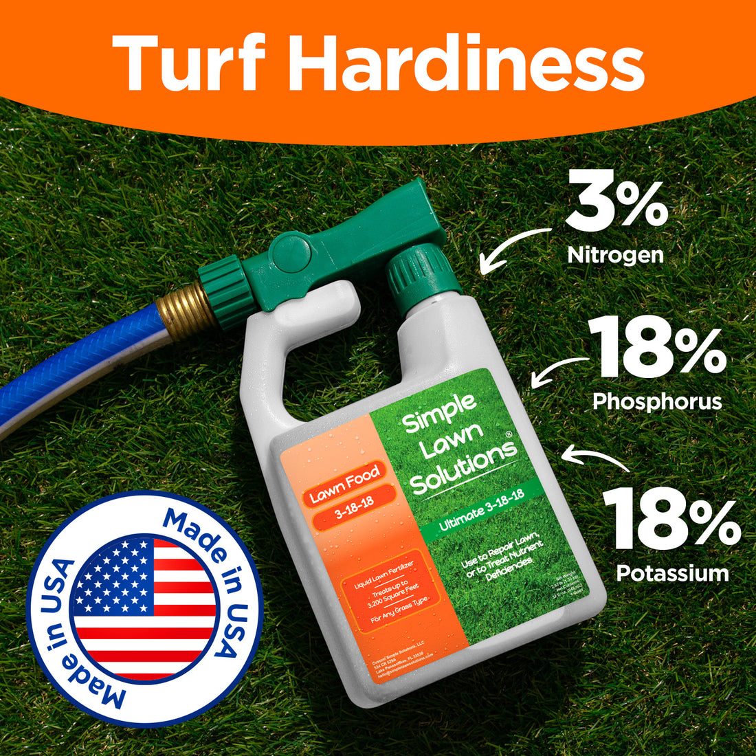 3-18-18 Liquid Lawn Food Fertilizer (32 Ounces) | Simple Lawn Solutions